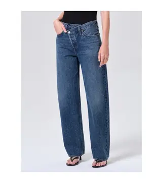 AGOLDE High-rise Wide-leg Jeans With Button Detail - Blue