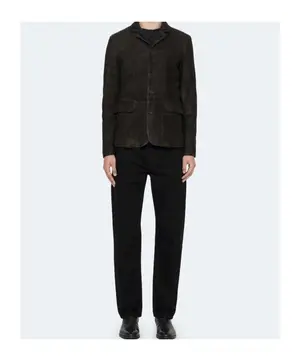 ALLSAINTS Classic Tailored Leather Jacket With Patch Pockets And Leather Elbow Patches