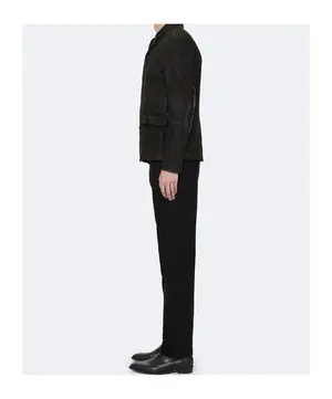 ALLSAINTS Classic Tailored Leather Jacket With Patch Pockets And Leather Elbow Patches