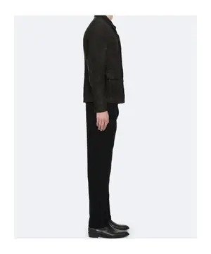 ALLSAINTS Classic Tailored Leather Jacket With Patch Pockets And Leather Elbow Patches