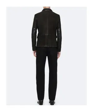 ALLSAINTS Classic Tailored Leather Jacket With Patch Pockets And Leather Elbow Patches