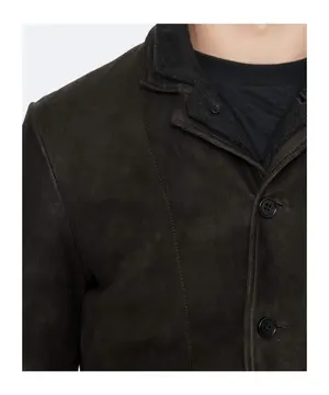 ALLSAINTS Classic Tailored Leather Jacket With Patch Pockets And Leather Elbow Patches