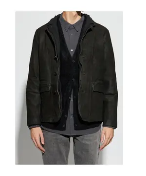 ALLSAINTS Classic Tailored Leather Jacket With Patch Pockets And Leather Elbow Patches - Black