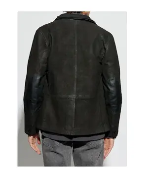 ALLSAINTS Classic Tailored Leather Jacket With Patch Pockets And Leather Elbow Patches - Black