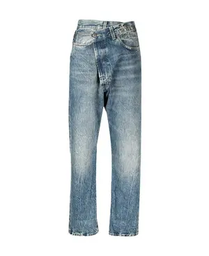 R13 Crossover Straight Leg Jeans - Gray