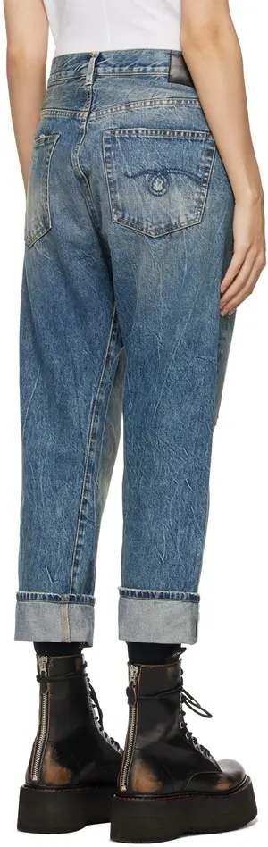 R13 Crossover Straight Leg Jeans - Gray