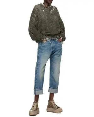 R13 Crossover Straight Leg Jeans - Gray