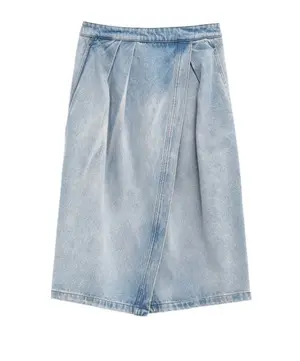 Dries Van Noten Denim Midi Skirt With Front Slit