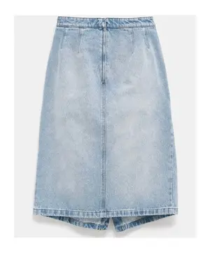 Dries Van Noten Denim Midi Skirt With Front Slit