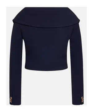 Alessandra Rich Off-shoulder Tailored Blazer With Front Button Closure