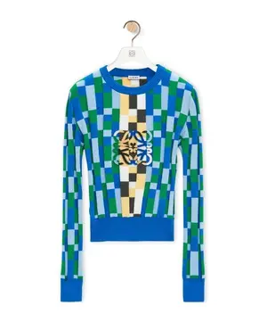 Loewe Anagram Geometric Pattern Intarsia Jumper - Multicolour