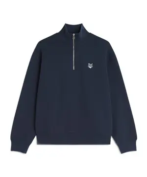 Maison Kitsuné Fox Head Half-zip Sweatshirt - Navy