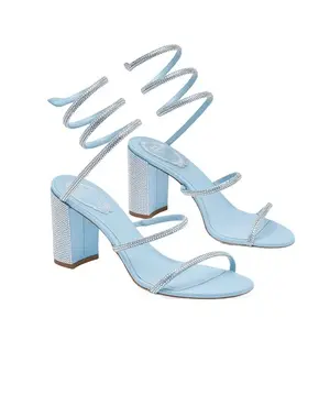 Rene Caovilla Open-toe Embellished High-heeled Sandals - Blue