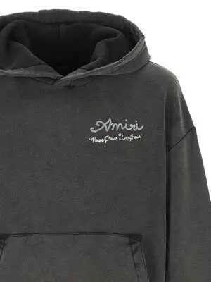 Amiri Logo Embellished Vintage Effect Hoodie - Black