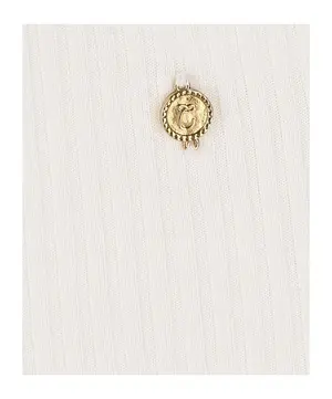Chloé Scoop Neck Fitted Knit Cardigan With Lace Trim - White
