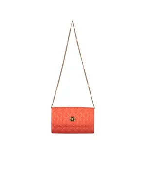 Versace Quilted Foldover Clutch Bag With Buckle Closure
