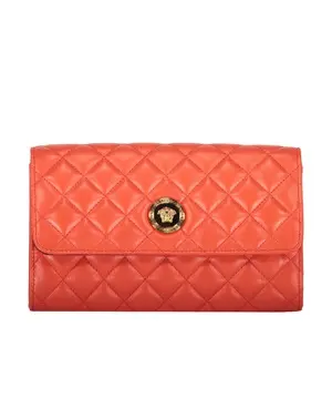 Versace Quilted Foldover Clutch Bag With Buckle Closure