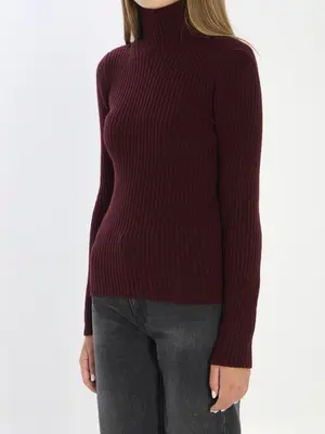 Max Mara Aral Ribbed High-neck Jumper - Black