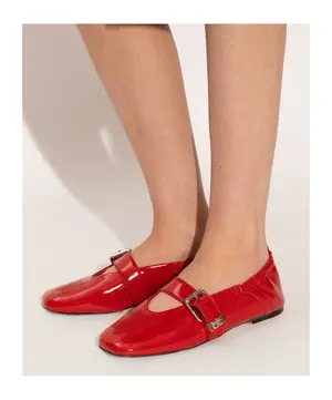 GANNI Buckled Ballet Flats - Red