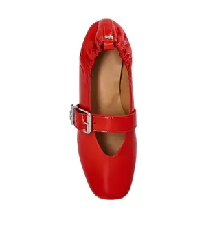 GANNI Buckled Ballet Flats - Red