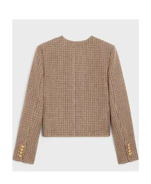 Celine Chelsea Jacket In Double Houndstooth Wool