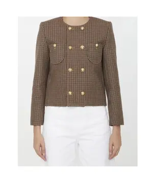 Celine Chelsea Jacket In Double Houndstooth Wool