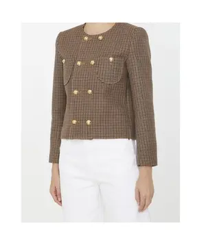Celine Chelsea Jacket In Double Houndstooth Wool
