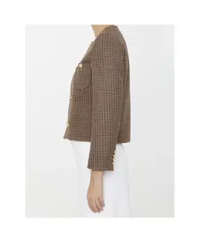 Celine Chelsea Jacket In Double Houndstooth Wool