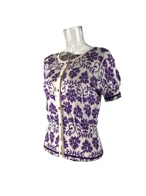 Max Mara Short Sleeve Knitted Cardigan - Multicolor