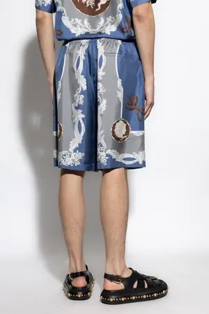 Versace Pattern Printed Elasticated Waist Shorts - Blue