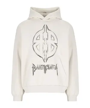Balenciaga Logo Printed Hoodie - White