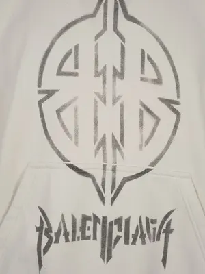 Balenciaga Logo Printed Hoodie - White