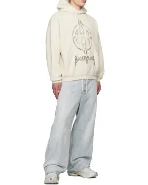 Balenciaga Logo Printed Hoodie - White