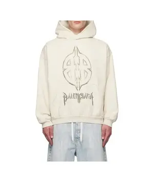 Balenciaga Logo Printed Hoodie - White