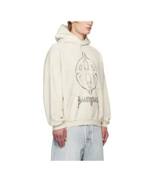 Balenciaga Logo Printed Hoodie - White