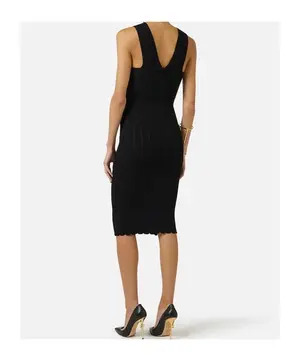 Elisabetta Franchi Pointelle V-neck Knitted Dress