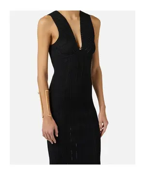 Elisabetta Franchi Pointelle V-neck Knitted Dress