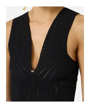 Elisabetta Franchi Pointelle V-neck Knitted Dress