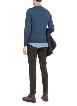 John Smedley Lundy Crewneck Long-sleeved Woolen Pullover - Blue