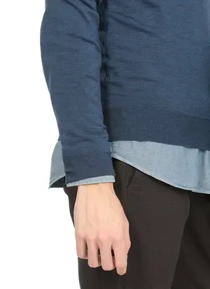 John Smedley Lundy Crewneck Long-sleeved Woolen Pullover - Blue