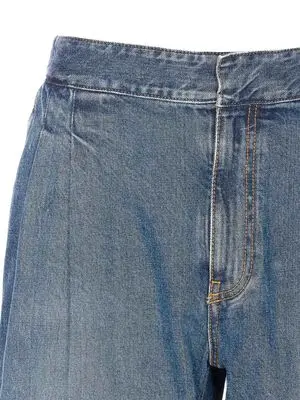 Alaïa Vintage Effect Washed Denim Pleated Pants