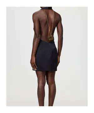 Elisabetta Franchi Halterneck Mini Dress With Necklace Detail - Black