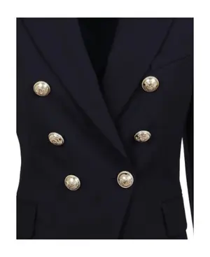Balmain Notched Lapel Six-button Double-breasted Blazer - Black