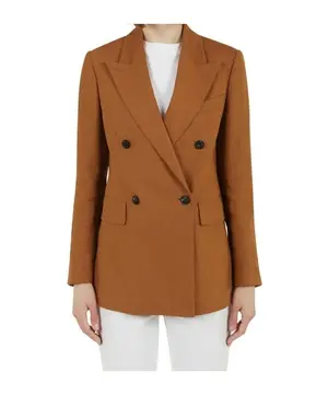 Eleventy Double-breasted Blazer With Striped Detailing - Brown