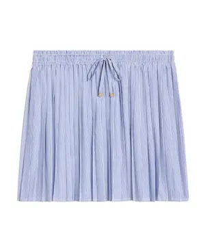 Celine Pleated Pajama Skirt In Striped Cotton