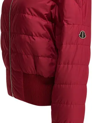 Moncler Cropped Quilted Down Jacket - Red