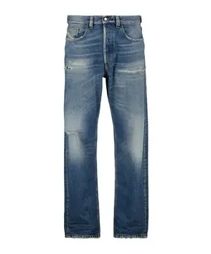 DIESEL® Straight Cut Distressed Jeans - Denim