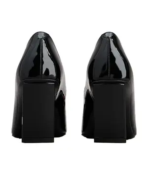 ROGER VIVIER Patent Leather Logo Buckle Block Heel Pumps