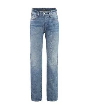 TOM FORD Button Zipper Denim Trousers - Blue