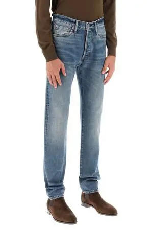 TOM FORD Button Zipper Denim Trousers - Blue